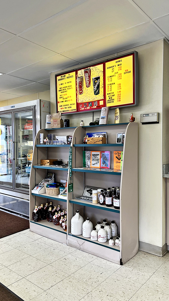 Local products line the shelves, offering the perfect accompaniments to your pasty feast&mdash;from maple syrup to specialty sodas.