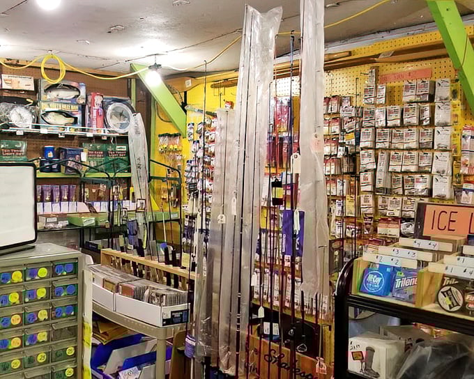 A fisherman's fantasy of rods, reels, and tackle. Everything you need to tell increasingly exaggerated fish stories at family gatherings.