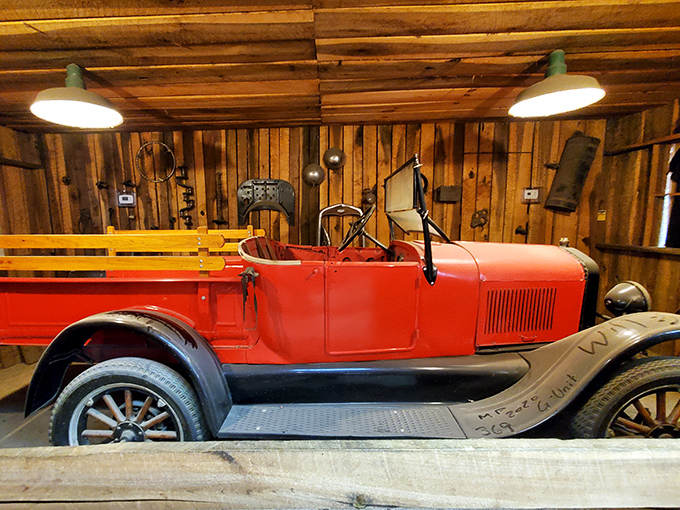 This vintage Ford pickup isn't just transportation; it's a time machine with wheels, lovingly displayed like the mechanical celebrity it truly is.