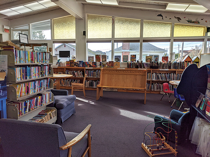 The library's cozy reading nooks prove that not everything good requires Wi-Fi or a monthly subscription fee.