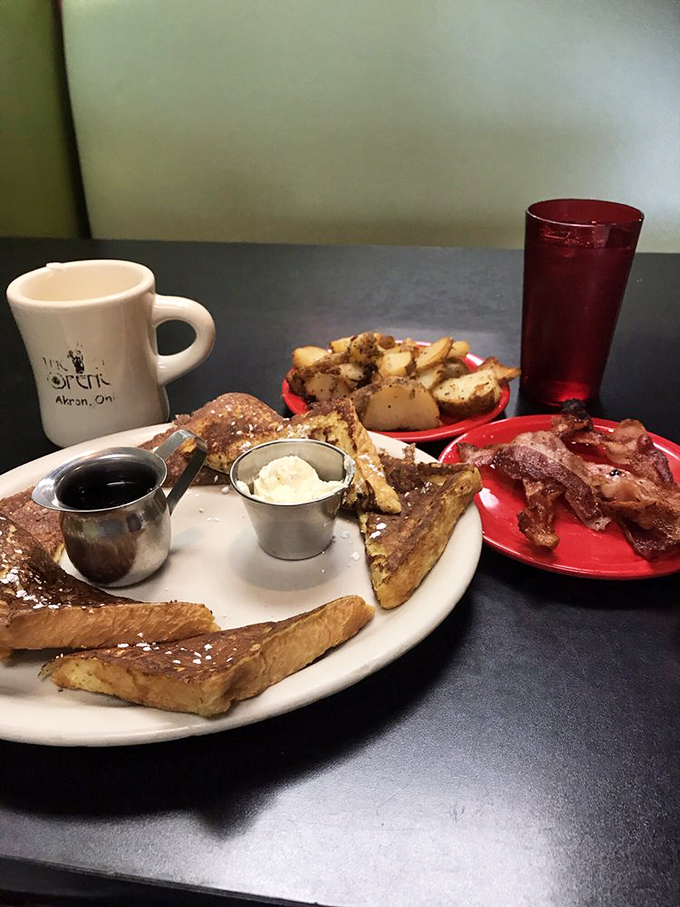 French toast and bacon with all the fixings&mdash;the breakfast that makes you wonder why anyone would ever skip the most important meal.