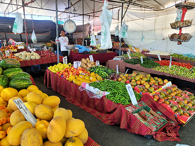 Nature's color palette on display. These fruits and vegetables make supermarket produce look like it's been through witness protection.