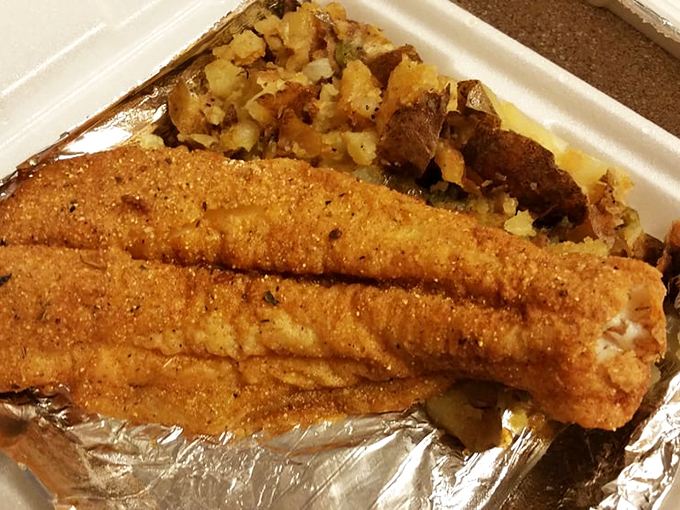 Crispy catfish that would make even non-fish-for-breakfast people reconsider their life choices, paired with perfectly diced breakfast potatoes.