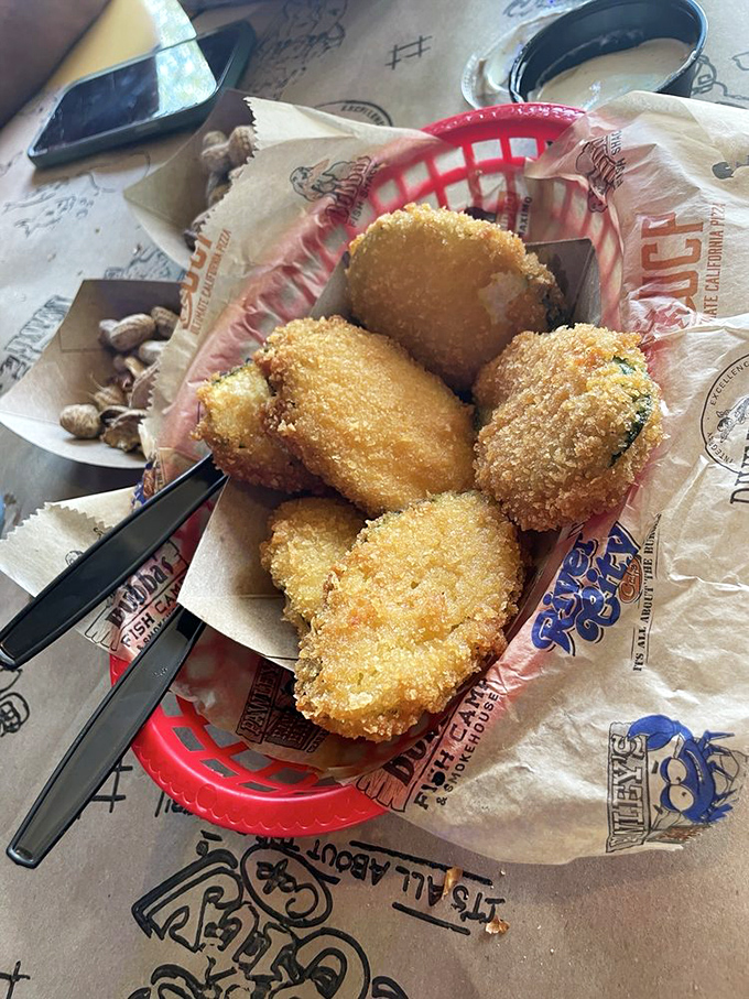 Fried pickles: proof that anything becomes exponentially better when battered and introduced to hot oil. The perfect tangy counterpoint to a burger feast.
