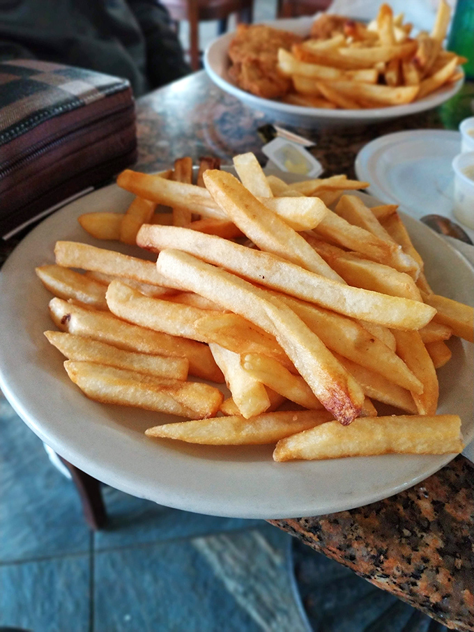 French fries so perfectly golden they deserve their own Florida sunshine metaphor. Crispy outside, fluffy inside &ndash; nature's perfect design.