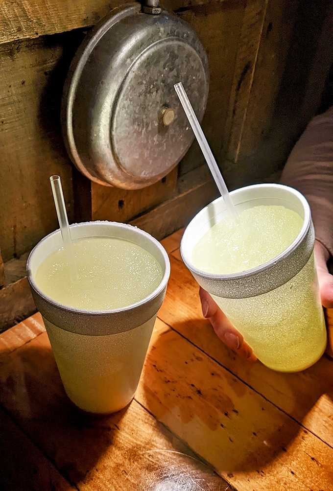 Two frosty lemonades catching the light like liquid sunshine. The perfect palate cleanser between bites of smoky goodness.