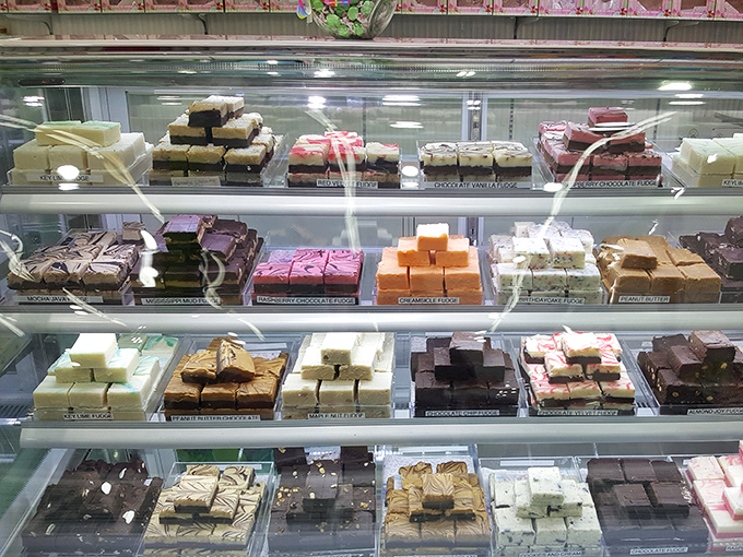 A treasure chest of fudge varieties awaits those wise enough to save room for a sweet souvenir of their Pancakery adventure.