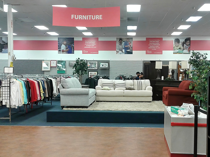 The furniture section creates instant living room vignettes. That white sofa could be the statement piece your den has been missing. 