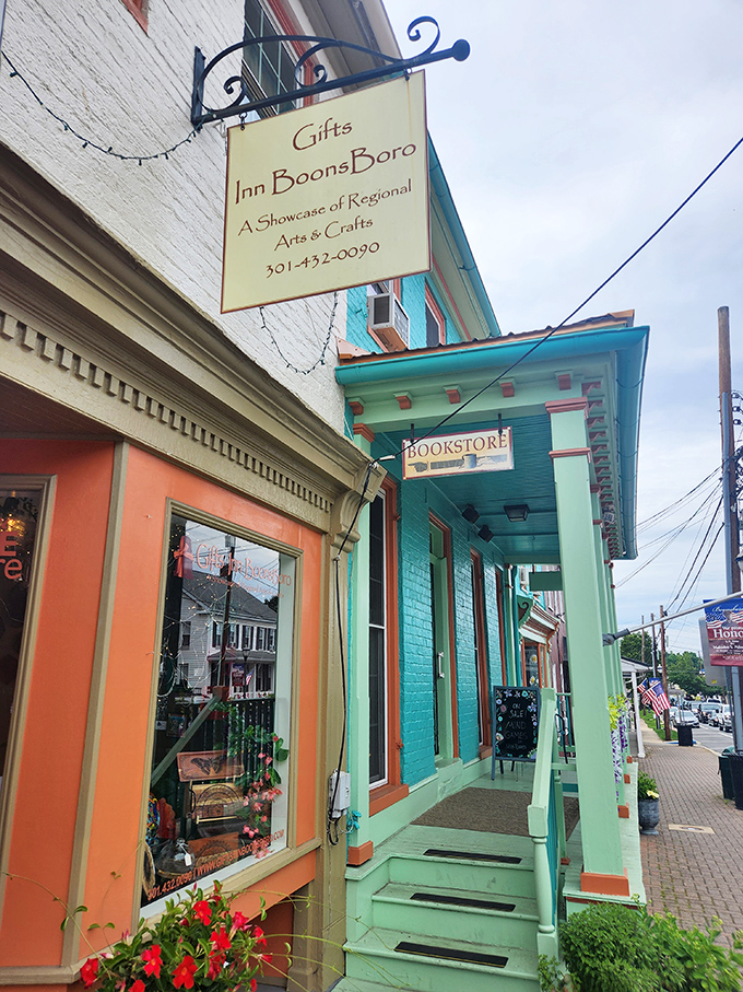 Gifts Inn Boonsboro and the neighboring bookstore splash the street with Caribbean colors that brighten even the cloudiest Maryland day.