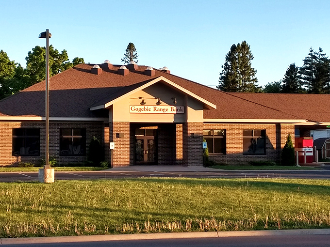 Gogebic Range Bank's welcoming facade suggests your money might actually be handled by people who know your name, not just your account number.