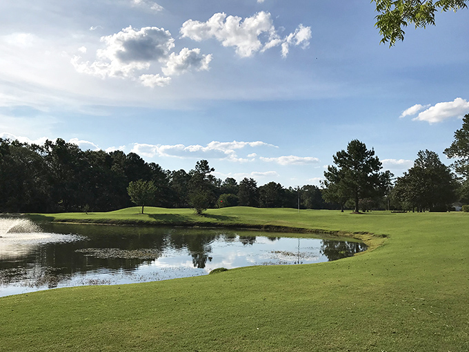 Water hazards never looked so serene&mdash;this golf course view captures the peaceful side of a sport that usually raises my blood pressure.
