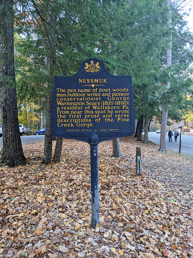 History stands still on this marker while telling the story of "Nessmuk," whose words brought this magnificent gorge to the world's attention.