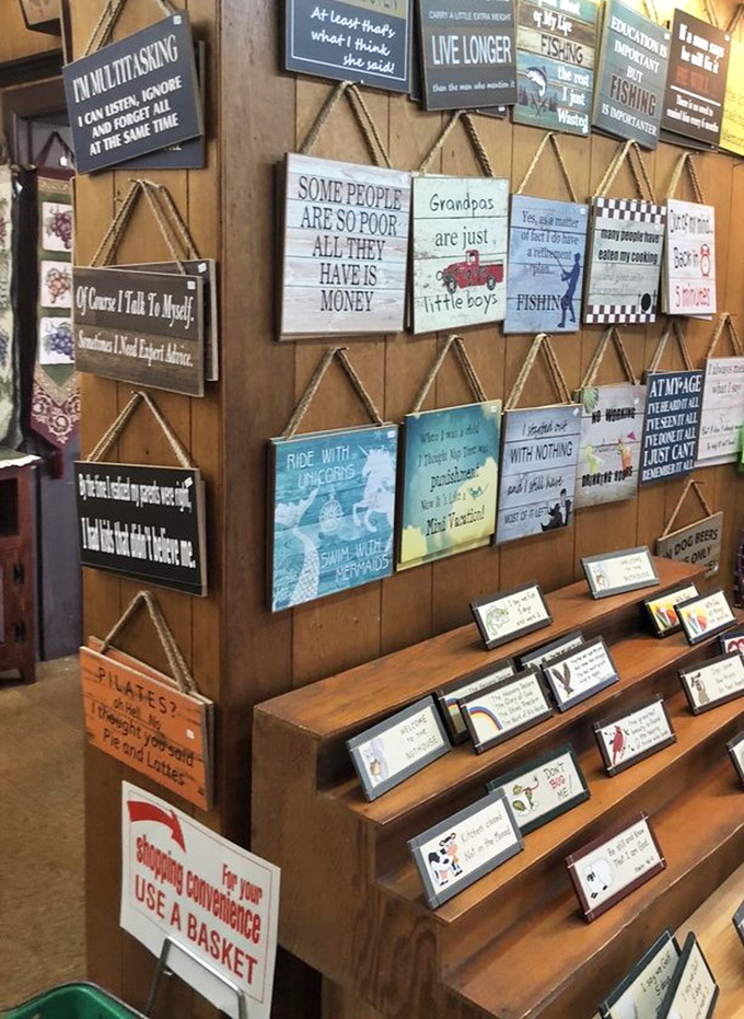 Rustic wall signs deliver folksy wisdom alongside your pie purchase&mdash;because life lessons come free here.