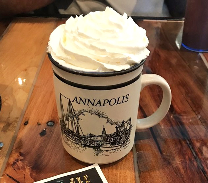 Whipped cream mountain atop steaming hot chocolate&mdash;the kind of drink that makes you wonder why anyone ever invented plain coffee. 
