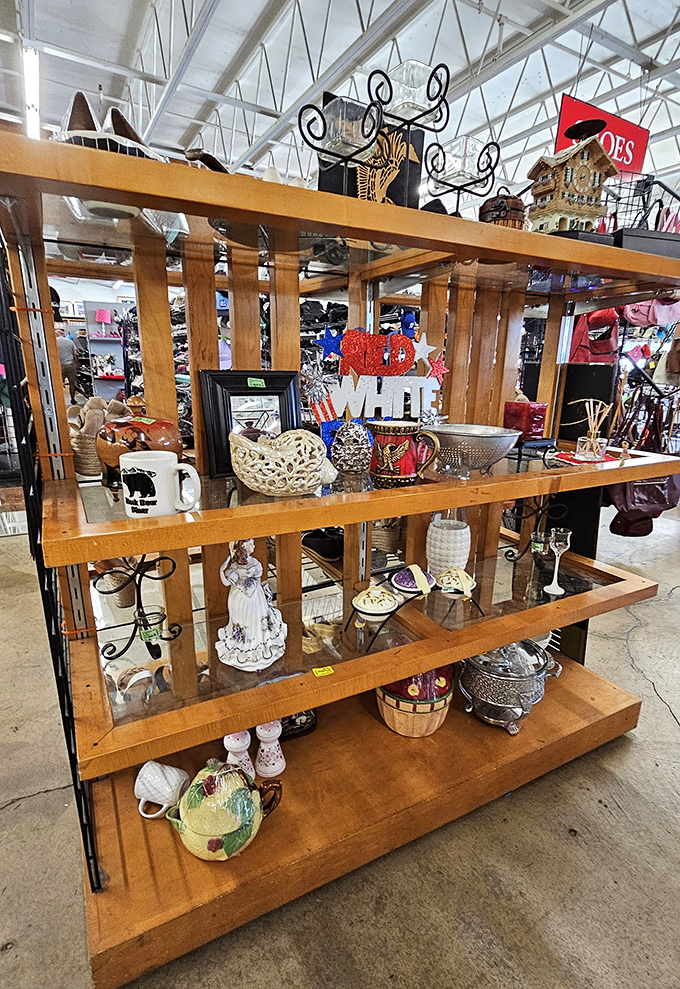 Decorative gems and household treasures displayed like a museum of everyday life's beautiful moments.