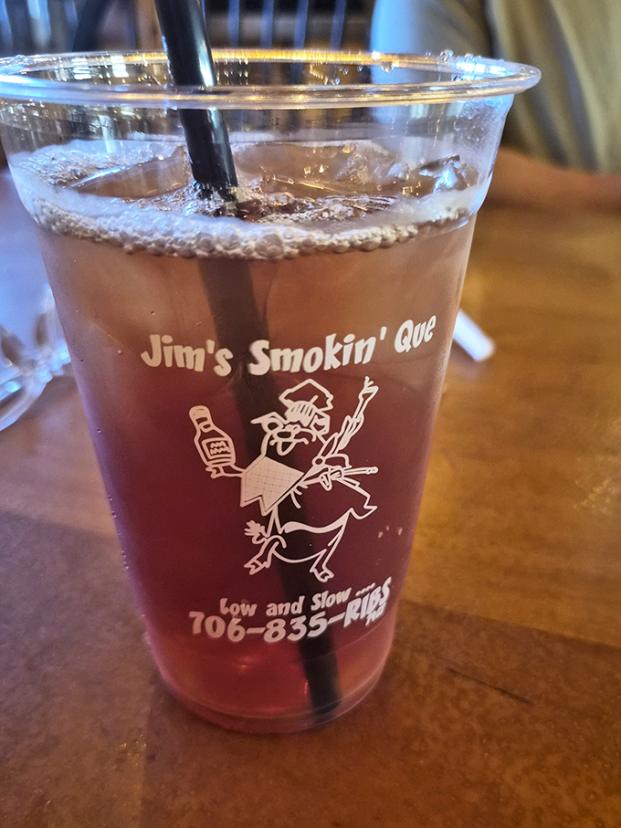 Sweet tea in a branded cup&mdash;the unofficial champagne of the South, served in a vessel worthy of its legendary status.