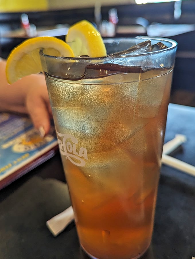 Sweet tea served exactly as it should be &ndash; cold, refreshing, and strong enough to make any conversation more enjoyable.