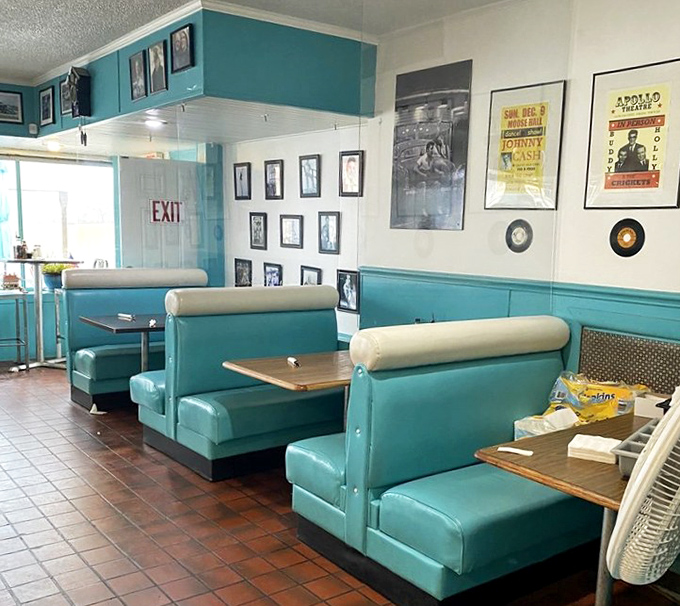 Classic turquoise booths that don't just seat diners&mdash;they embrace them in vinyl-upholstered comfort that's witnessed decades of first dates and family celebrations.