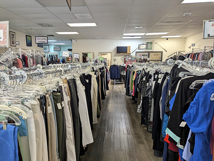 The men's section offers everything from casual beachwear to office attire&mdash;all meticulously arranged for the reluctant male shopper.