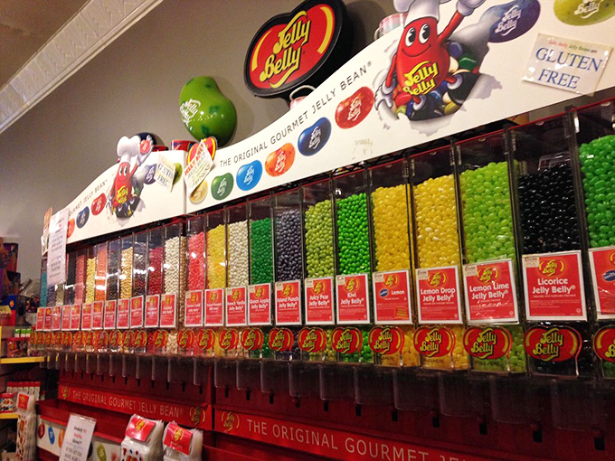 The Jelly Belly wall&mdash;where indecision becomes an art form and "just one flavor" becomes the biggest lie you'll tell yourself today.