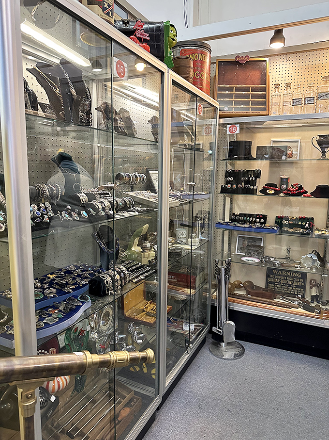 Jewelry cases glittering with yesterday's treasures. That brooch your grandmother wore? Its cooler cousin is waiting here.