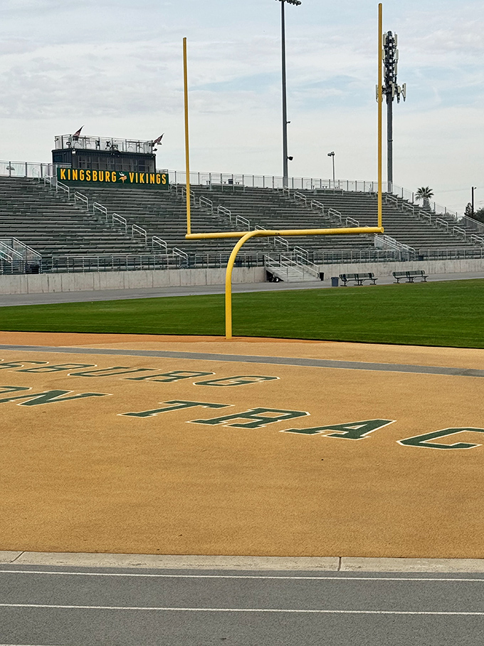 Friday night lights shine brightest at Kingsburg Vikings' stadium. Small-town football remains the ultimate community gathering ritual.