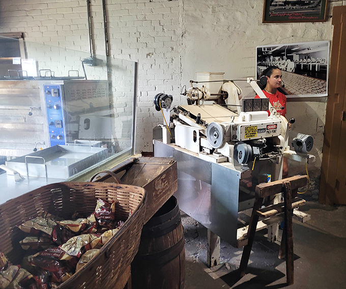 Behind the scenes where pretzel production happens, proving that sometimes the most delicious traditions rely on equipment that's stood the test of time.