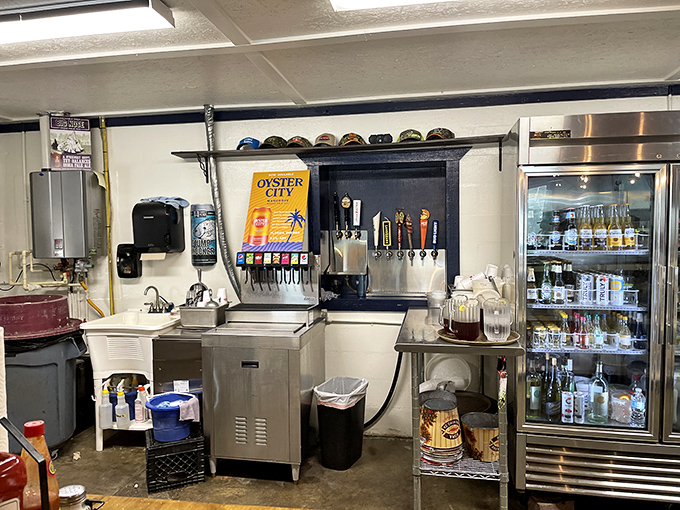 The beverage station &ndash; where sweet tea flows like liquid sunshine and beer taps stand ready to wash down your seafood feast.