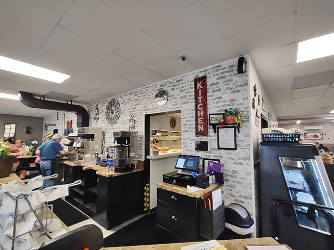 Where the magic happens&mdash;the kitchen and service area showcase the choreographed dance of breakfast professionals who know exactly what you need.