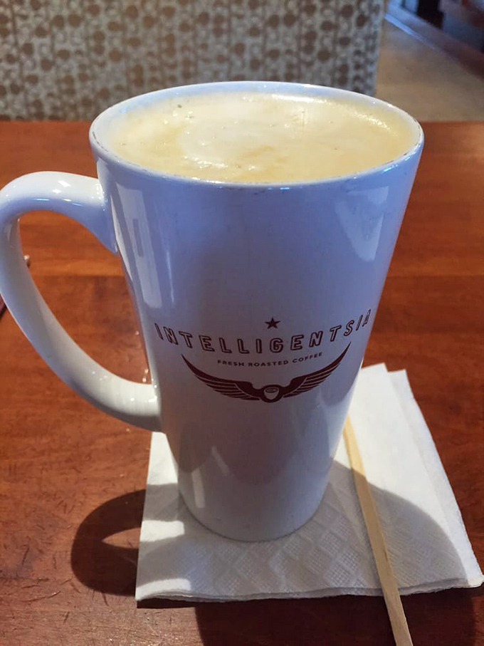 Coffee isn't just served here &ndash; it's presented with the reverence it deserves. This latte might be the most important relationship of your morning. 