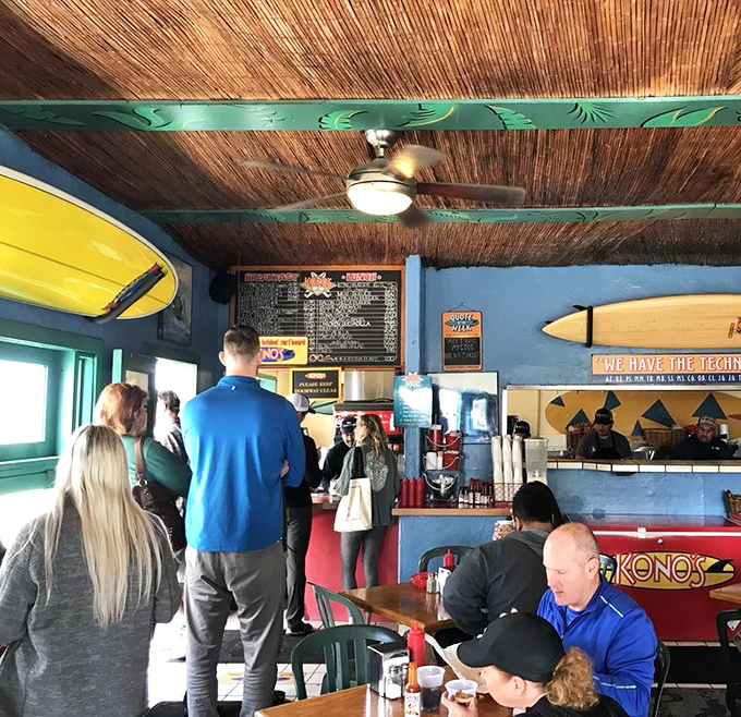 The line forms early, but moves with surprising efficiency. These breakfast pilgrims know that patience leads to potato paradise.