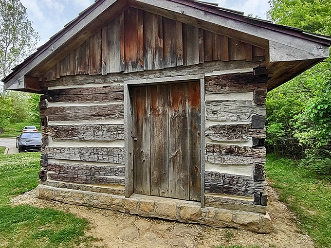 This isn't just a cabin; it's a time machine. One step through that weathered door and you're transported to frontier Ohio.