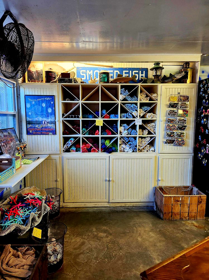 Even the merchandise corner has that "working waterfront" vibe that can't be manufactured or faked.