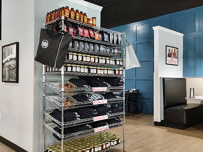 A treasure trove of sauces, syrups, and merchandise for those who want to take a bit of The Pantry magic home. Souvenir calories not included.