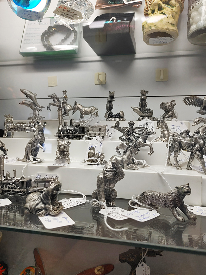 Tiny silver worlds captured in pewter. Each miniature figurine tells a story&mdash;from galloping horses to proud bears standing sentinel over your curio cabinet.