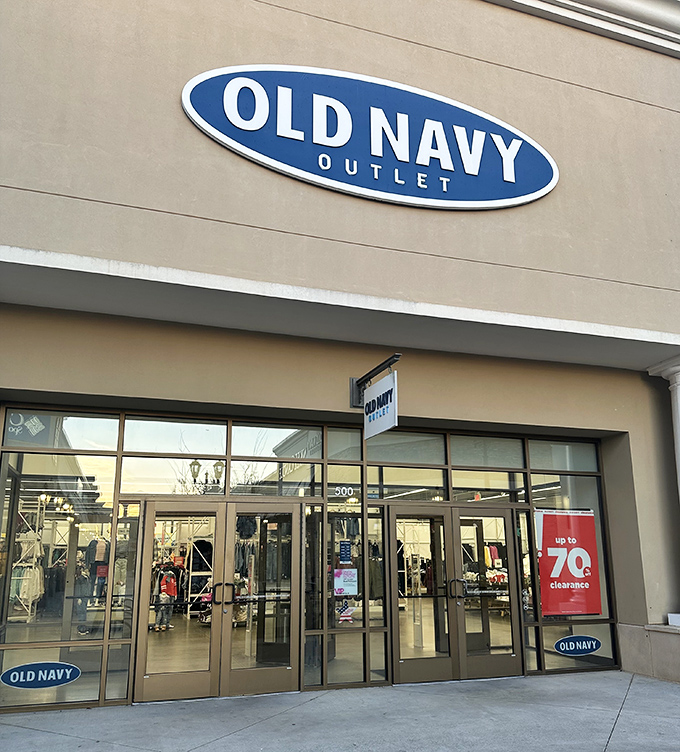 Old Navy's storefront promises 70% clearance&mdash;words that trigger the same dopamine response as "free dessert" or "surprise upgrade."