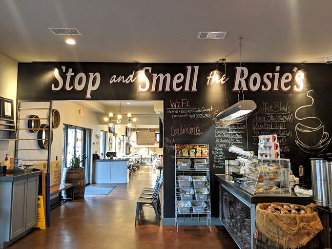 "Stop and Smell the Rosie's" isn't just cute wordplay—it's solid life advice. The chalkboard menu changes, but the quality remains constant.