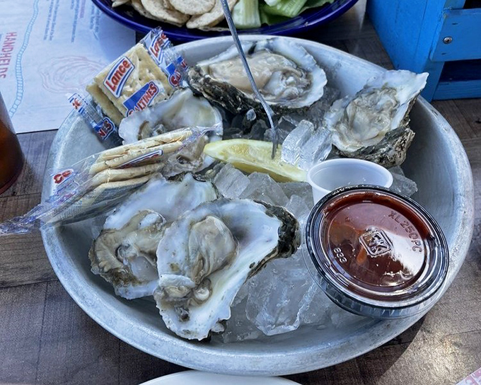 The ocean's perfect appetizer, served on its own silver platter. Fresh oysters nestled on ice with classic accompaniments—simple, elegant, and utterly satisfying.