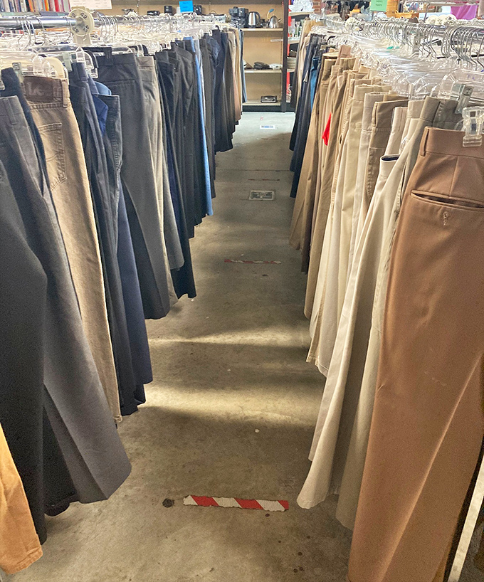 The pants aisle&mdash;a perfectly organized canyon of khaki and denim. Like browsing a library where every book is your size.