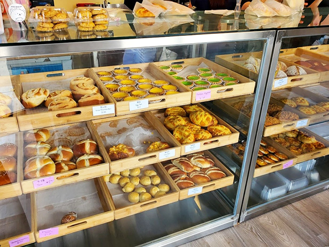 The display case: where indecision meets joy, and where "I'll just take one" becomes "better make it a dozen" in record time.