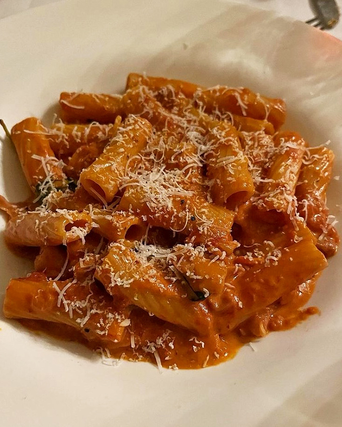 Penne alla vodka that makes you wonder if pasta and tomato cream sauce have been seeing a therapist&mdash;their relationship has never been healthier.
