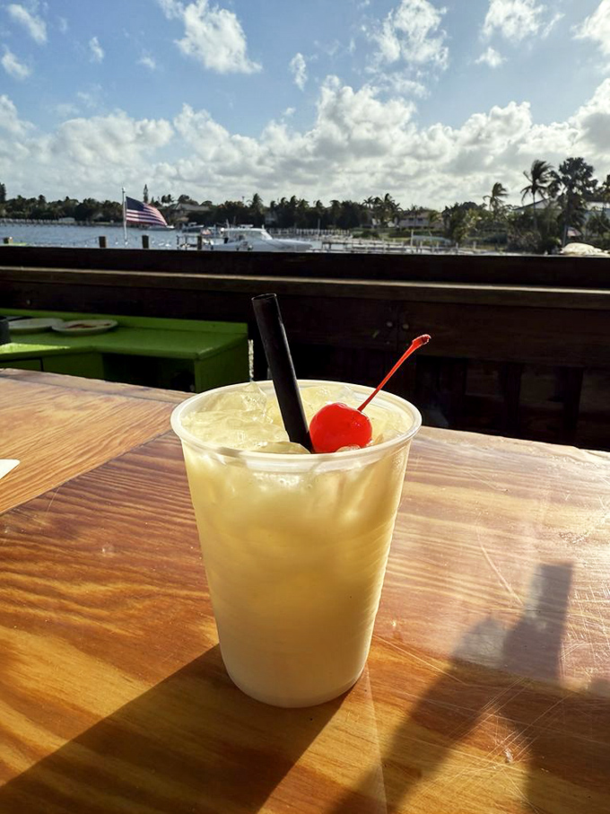 Paradise in a plastic cup &ndash; a pi&ntilde;a colada with the perfect ratio of sweet to strong, proving some of life's best moments come with tiny umbrellas.