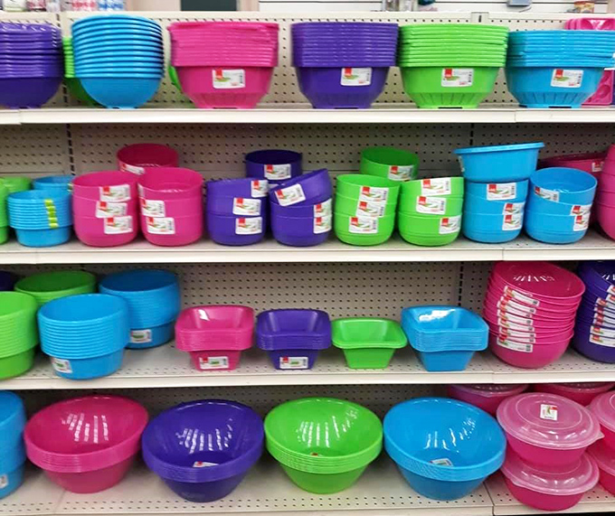 Plastic bowls in colors that coordinate better than your living room furniture ever will.
