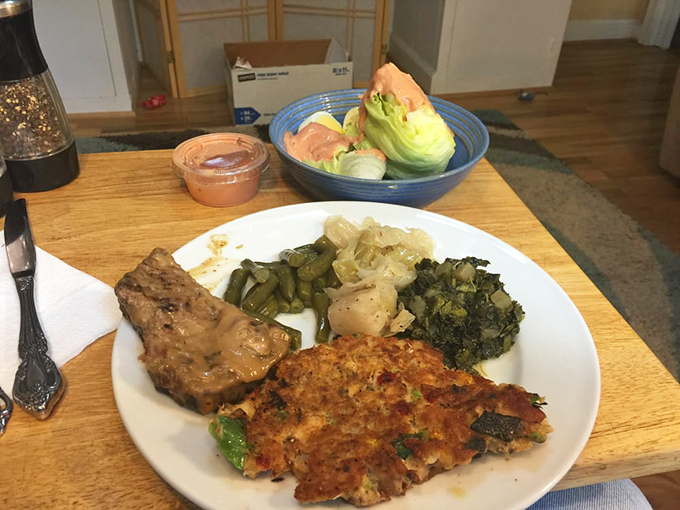 This plate doesn't just represent a meal&mdash;it's a colorful canvas showcasing the kitchen's versatility with vegetables and hearty Southern staples.