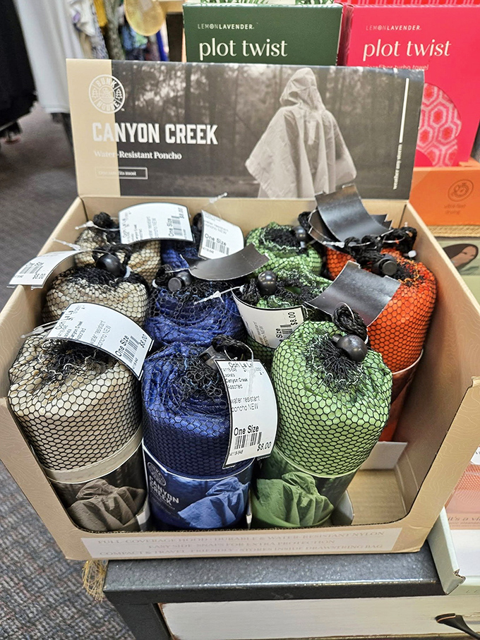Adventure-ready ponchos waiting for their next rainy day hero. Practical doesn't have to mean boring, even when you're battling Pennsylvania weather.