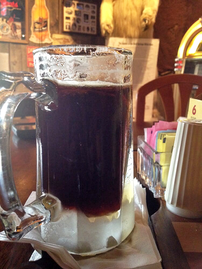 A porter dark enough to have its own gravitational pull, served in a frosty mug that's sweating almost as much as you will be after hiking nearby trails.