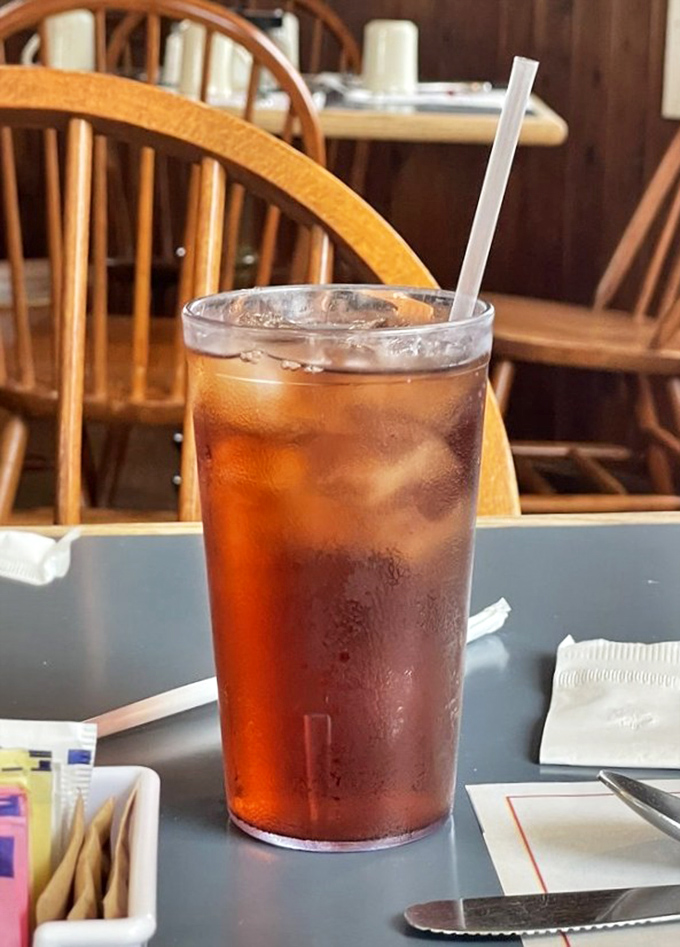 Raspberry iced tea so refreshing it should be prescribed by doctors. The condensation on the glass promises sweet relief from Delaware summer heat.