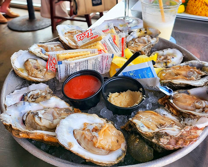 These oysters aren't just served&mdash;they're presented on a throne of ice, royal treasures from the deep awaiting their lemon crown.
