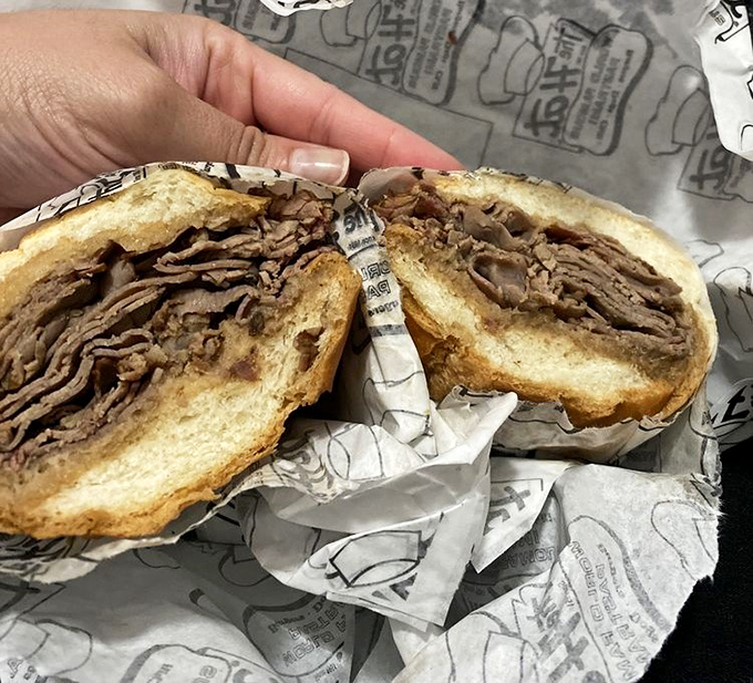 Layers of roast beef stacked with architectural precision. This sandwich doesn't just feed you - it respects you.