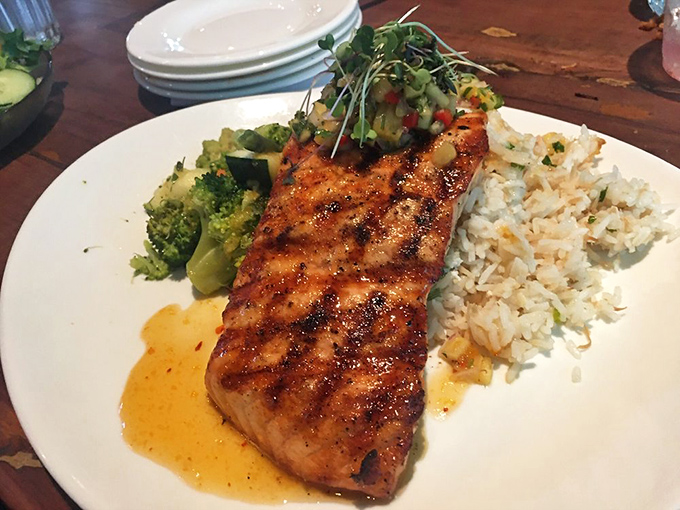 A salmon fillet with grill marks so perfect, they deserve their own Instagram account&mdash;ocean-fresh and cooked with respect.